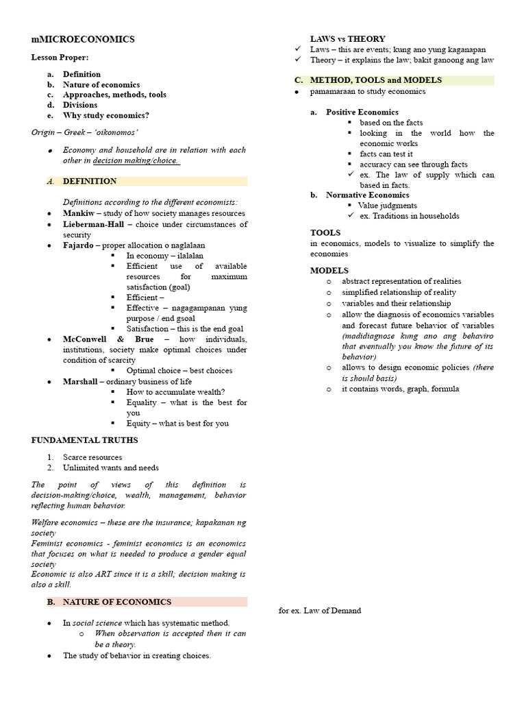 MICROECONOMICS LECTURE - To Edit | PDF | Economics | Economic System
