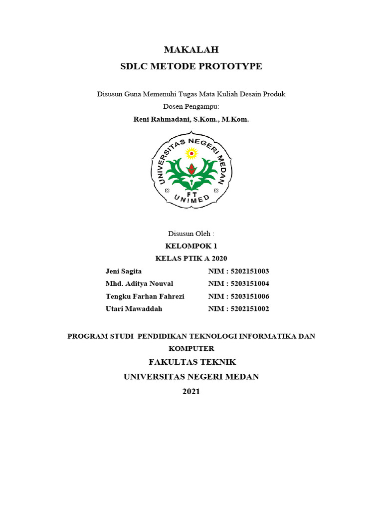 TR 2 Kelompok 1 Ptik A - SDLC Metode Prototype | PDF | Seni | Komputer