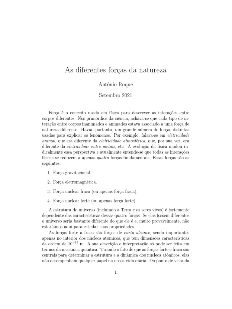 Tópico 7 - As Diferentes Forças Da Natureza | PDF | Física de ...