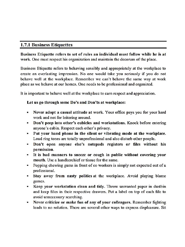 Business Etiquette | PDF