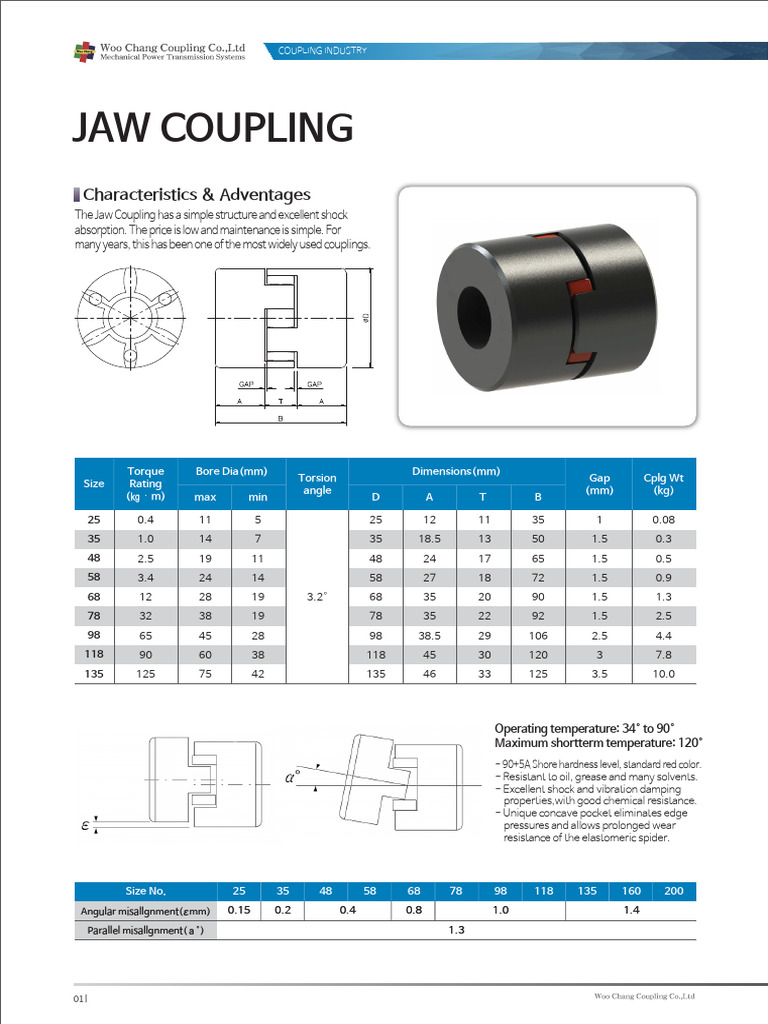 Acoples WCC - Jaw Couplings | PDF | Engines | Pump