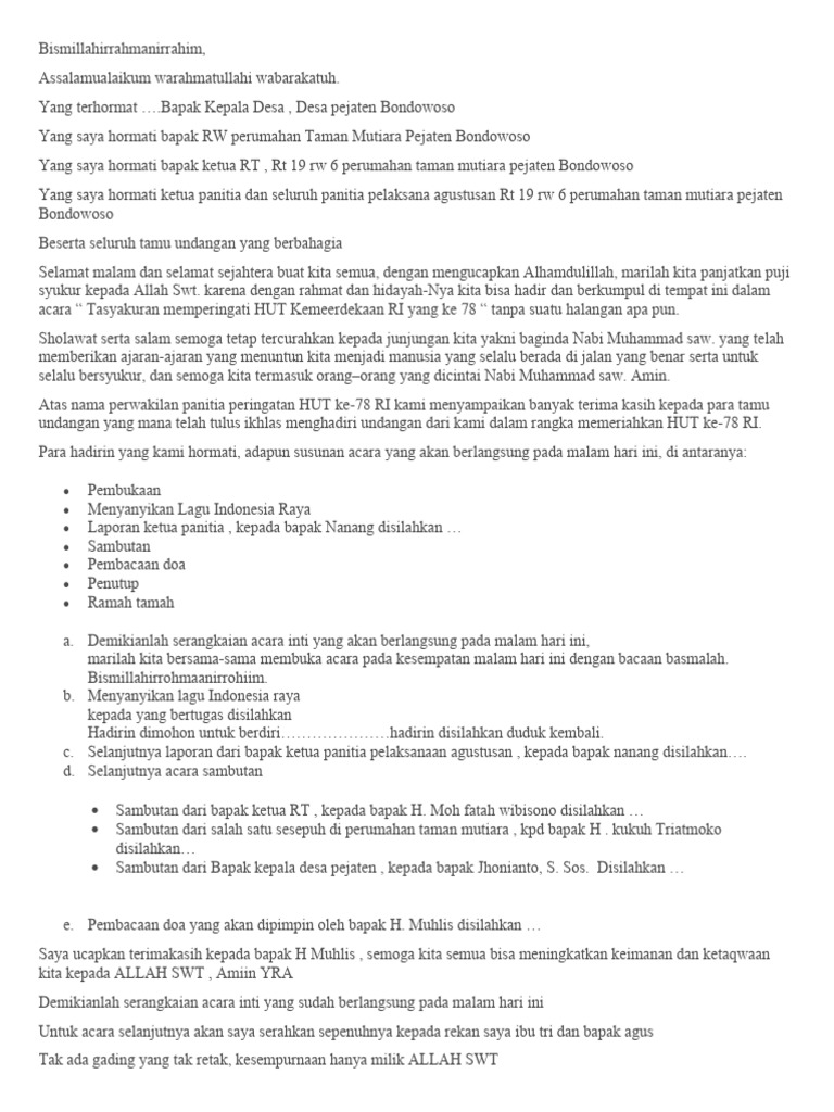 Teks MC | PDF | Agama & Spiritualitas | Kajian Bahasa Asing