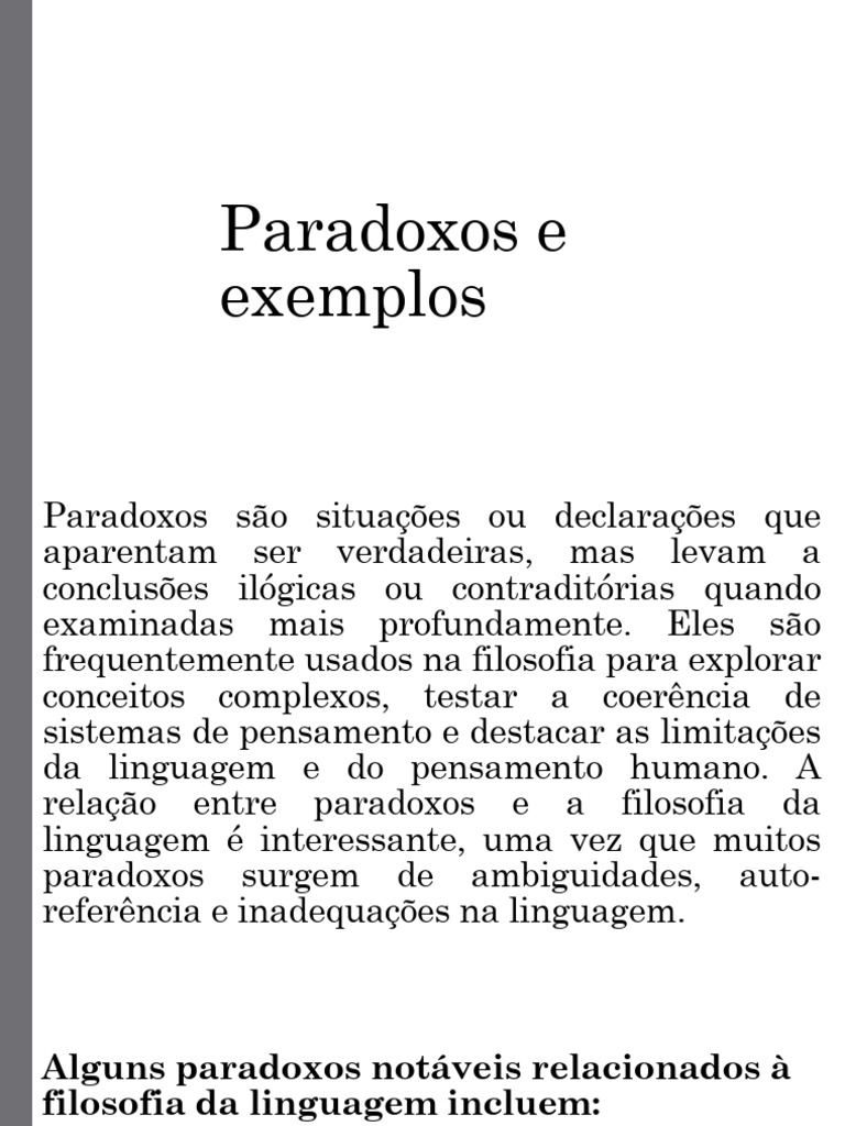 Paradoxos e Exemplos | PDF | Lógica | Pensamento