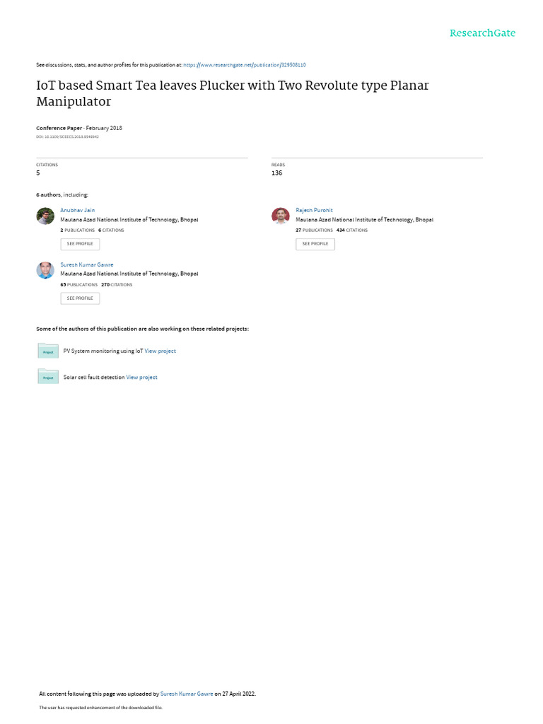 IoT Based Smart Tea Leaves Plucker With Two Revolute Type Planar ...