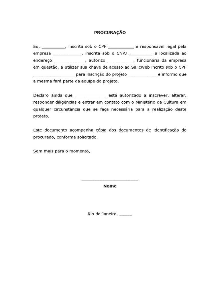 Procuração de Proponente Rouanet | PDF