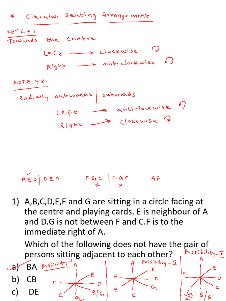 Circular Seating Arrangement Problems | PDF