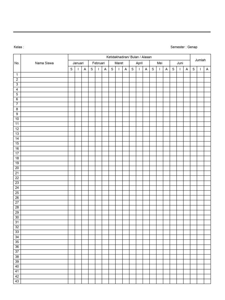 Contoh Format Rekap Absen | PDF