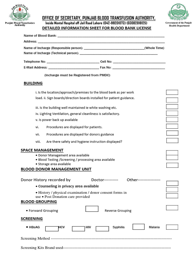 Blood Bank License Application Guide | PDF | Blood Donation | Blood ...