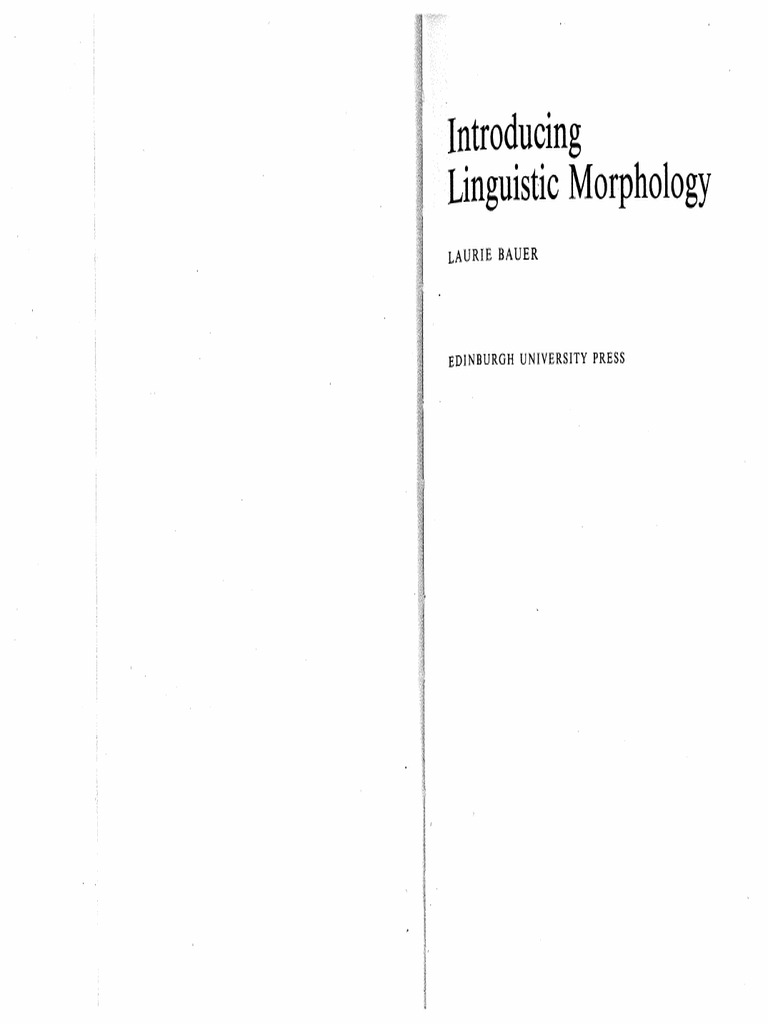 Bauer 1988 Introducing Linguistic Morphology, Definitions | PDF
