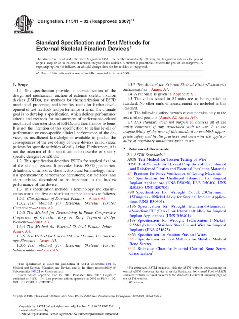 Astm F1541 - External Skeletal Fixation Devices | PDF | Anatomical ...
