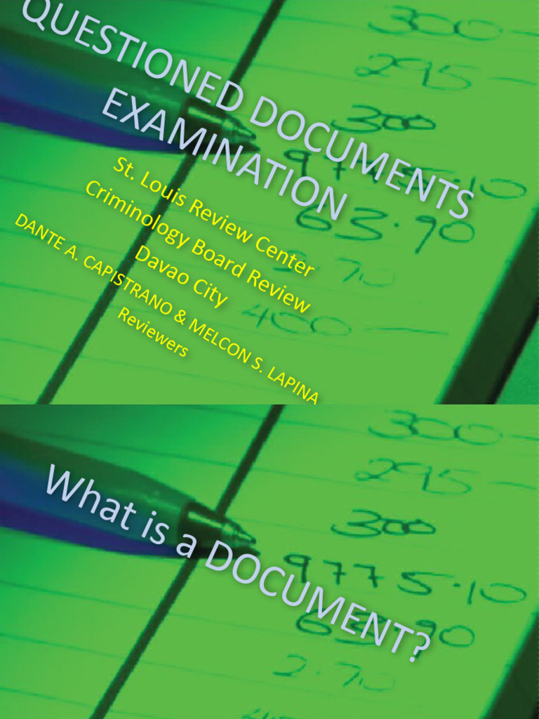Examination of Questioned Documents | PDF | Banknote | Ultraviolet