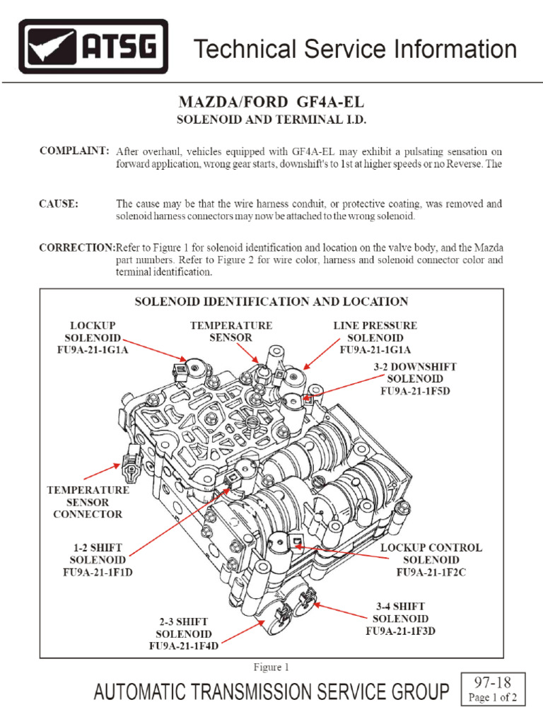 97-18 Ford Gf4a-El Sollenoid and Terminal I.D. (Part Numbers) | PDF