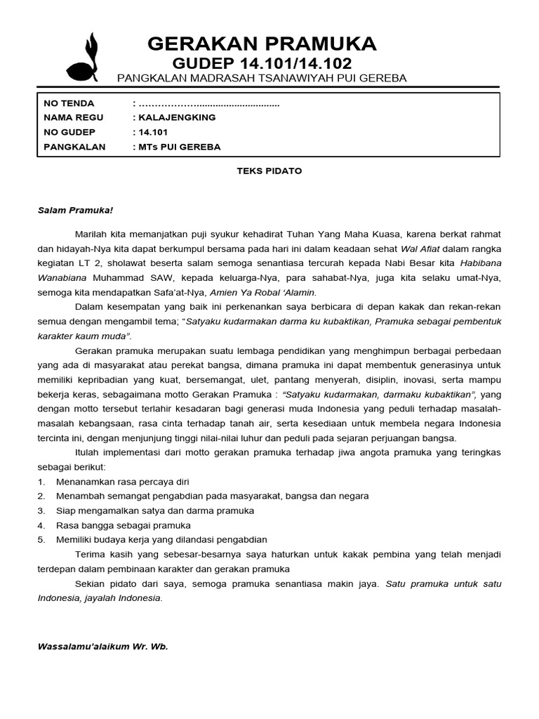 Pidato Pramuka | PDF | Karier & Perkembangan | Ilmu Sosial