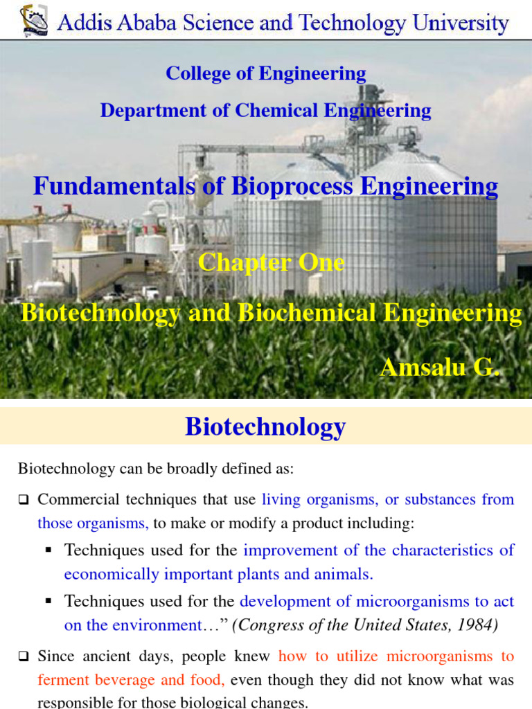 1 Bioprocess Engineering CH 1 | PDF | Biotechnology | Biology