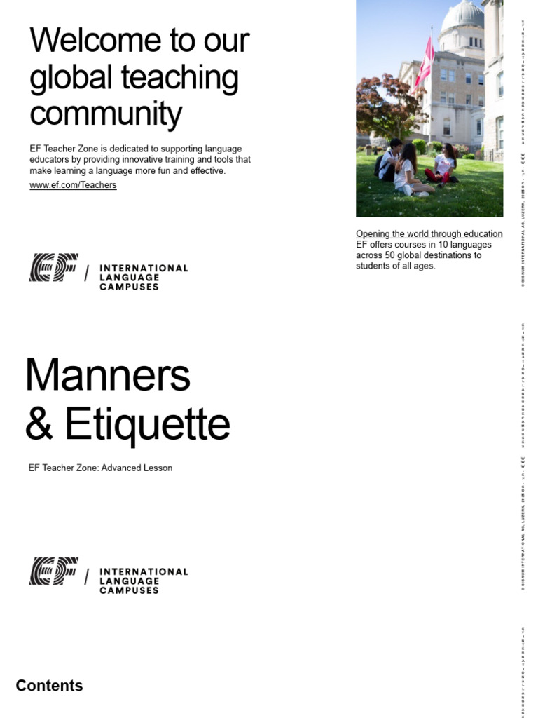 Ef Teacherzone Advancedlesson Manners-Etiquette | PDF | Clause ...