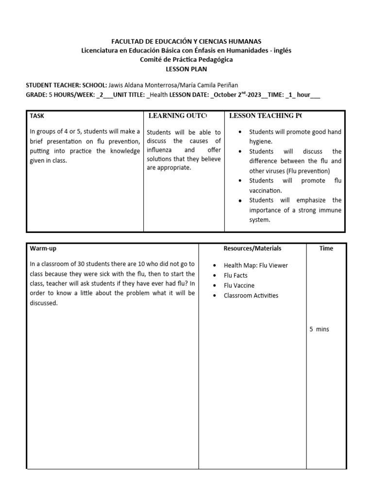 Lesson PBL | PDF | Influenza | Teachers