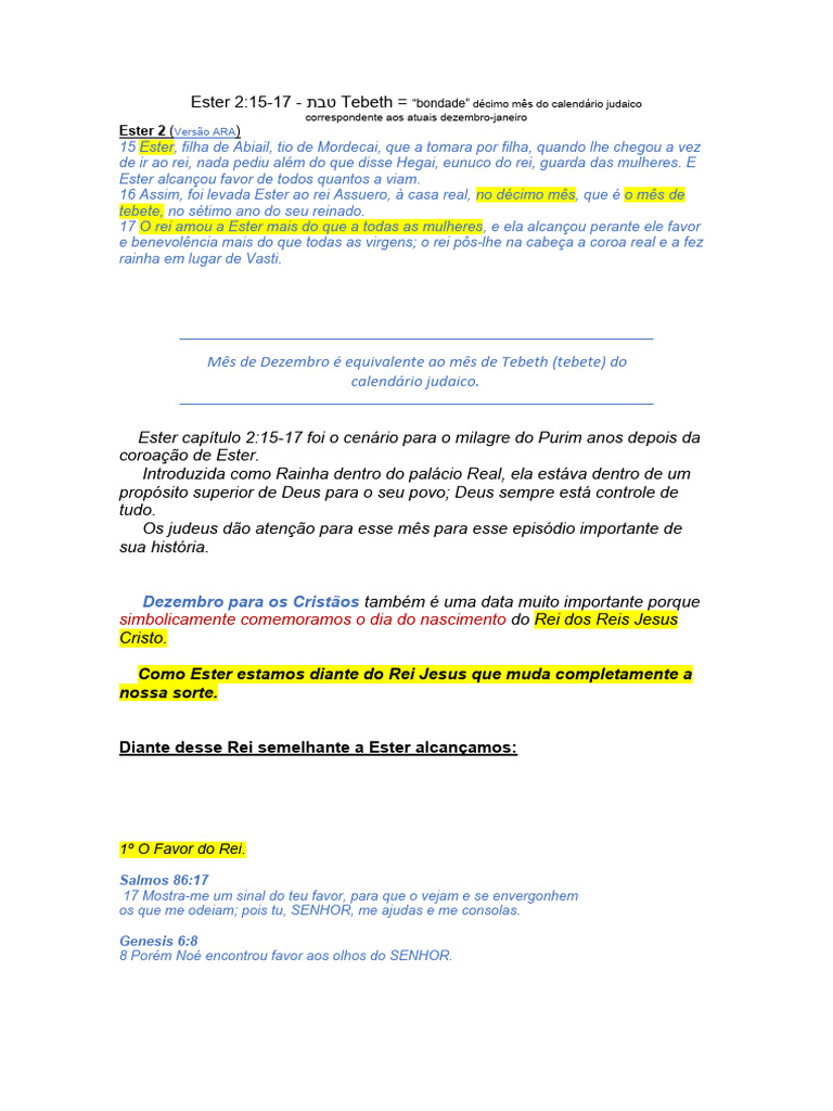 Ester 2-15-17 - טבת Tebeth | PDF | Livro de Ester