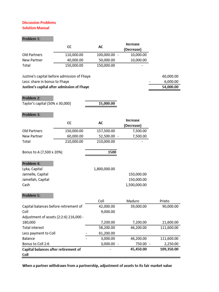 Partnership Dissolution Solution Manual | PDF | Financial Services ...