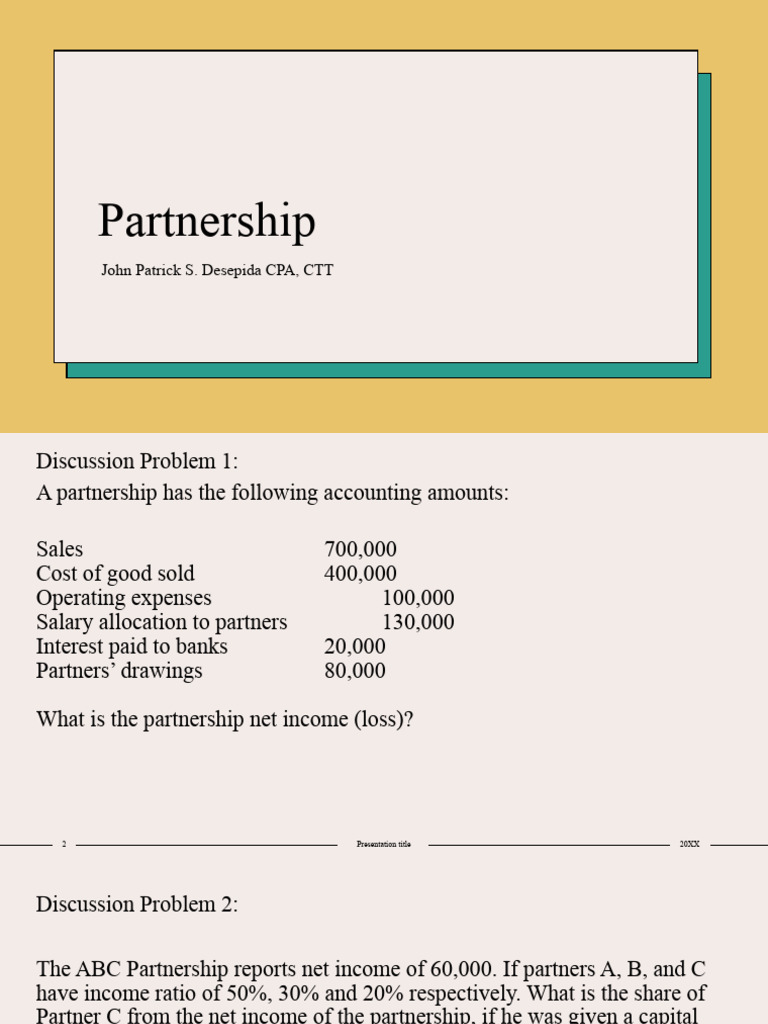 Partnership Operations Seatworks | PDF | Partnership | Net Income