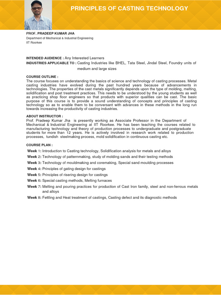 Principles of Casting Technology: Pradeep Kumar Jha | PDF | Art ...
