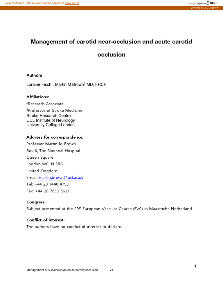 Carotid Near Occlusion | PDF | Stroke | Atherosclerosis Carotid Near Occlusion | PDF | Stroke | Atherosclerosis
