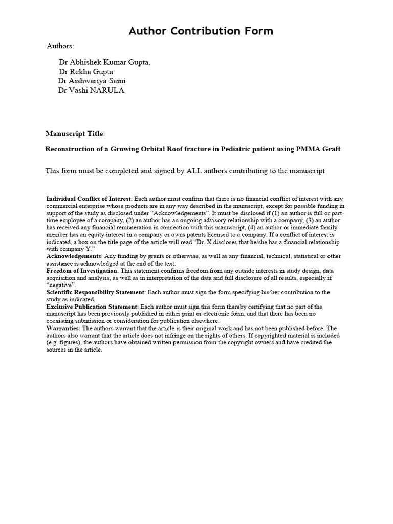 Authors Contribution Form | PDF | Data Management | Property Law