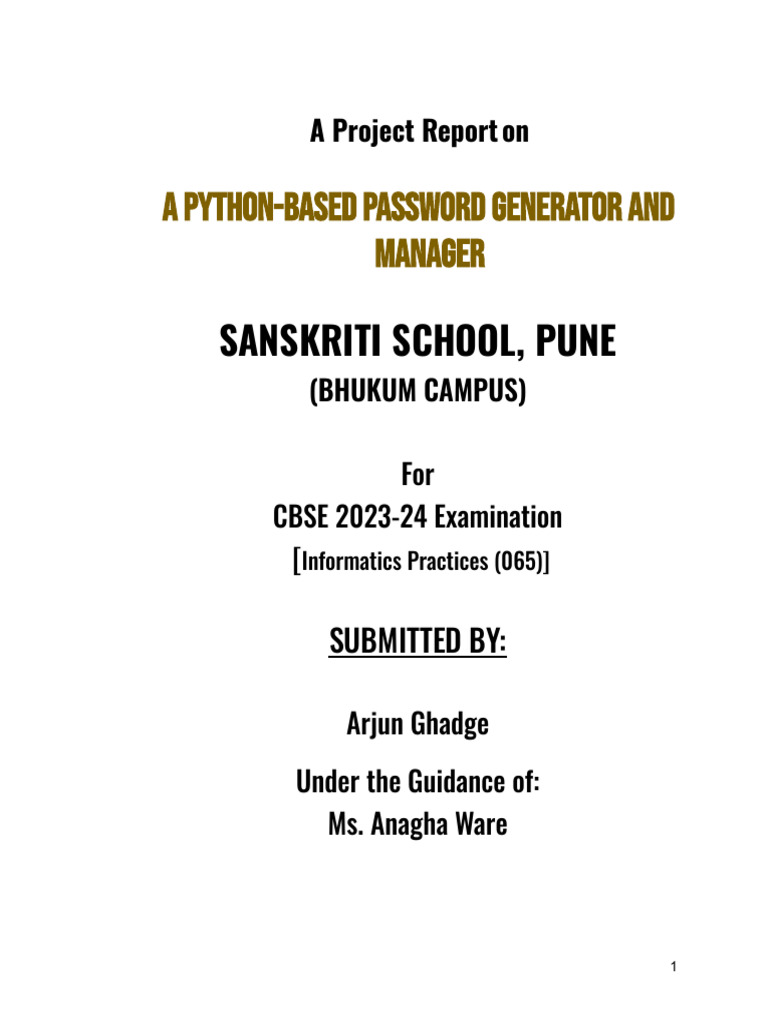 Ip Project Report | PDF | Password | Programming