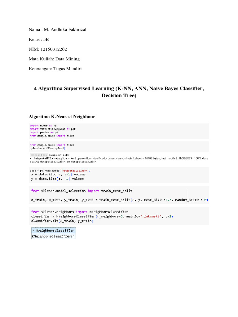 M. Andhika Fakhrizal - Supervised Learning | PDF
