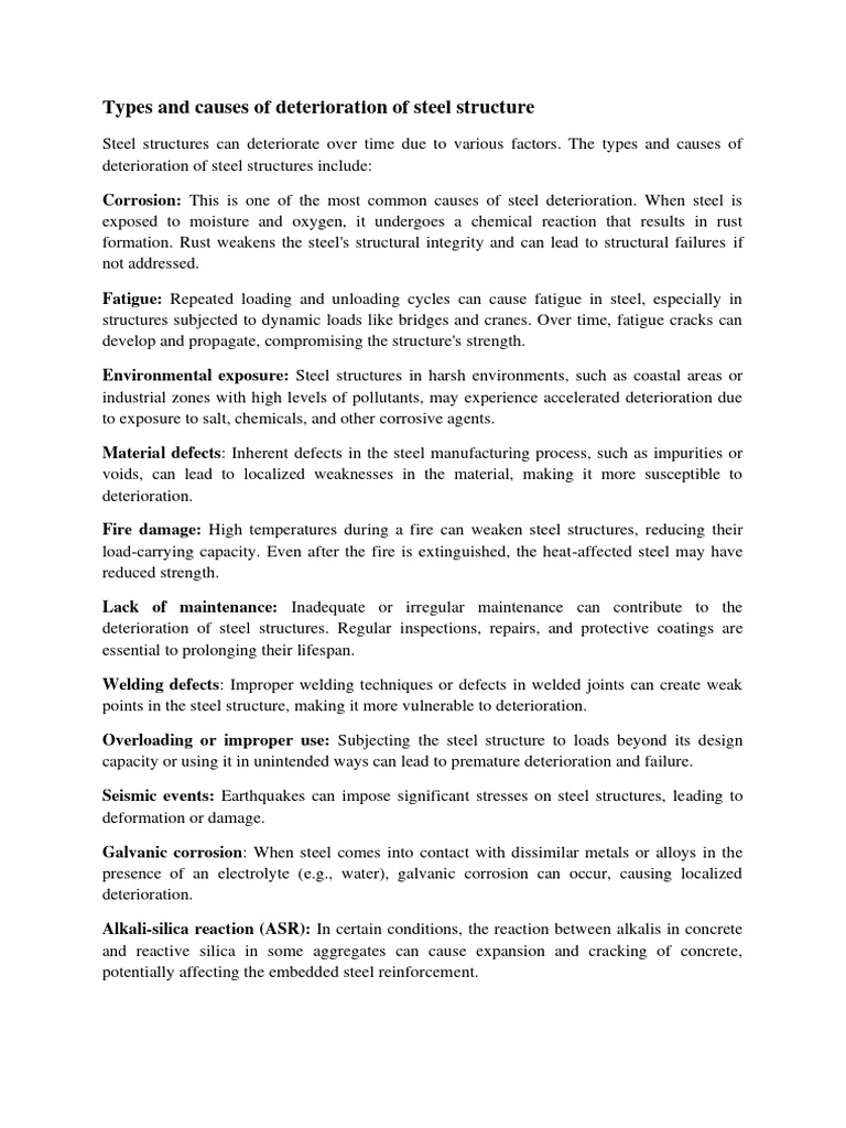 Types and Causes of Deterioration of Steel Structure | PDF | Corrosion ...
