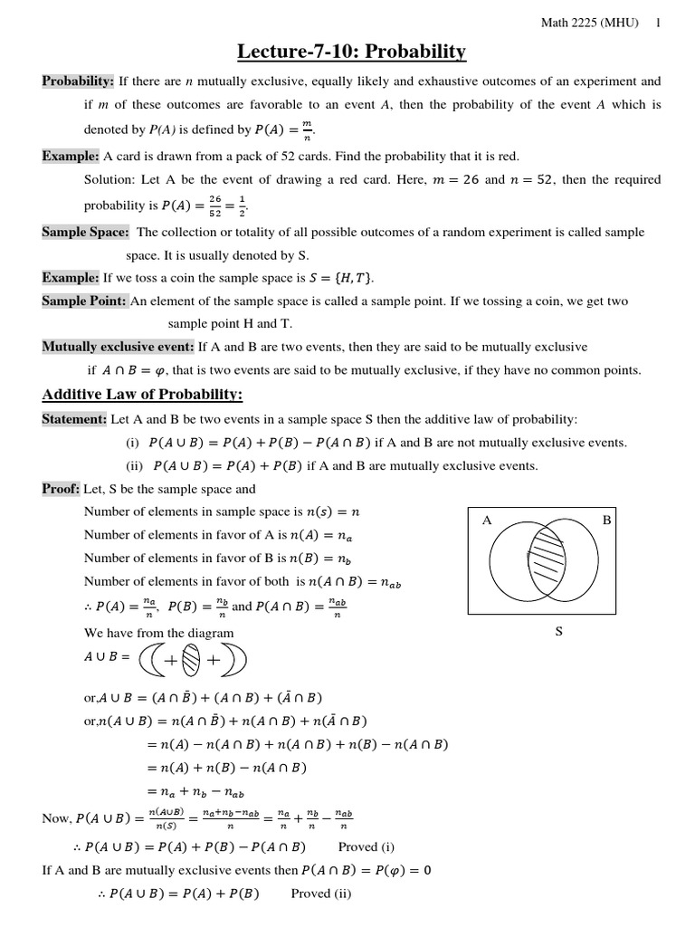 Lecture-7-10 Probability | PDF | Probability Distribution | Random Variable Lecture-7-10 Probability | PDF | Probability Distribution | Random Variable