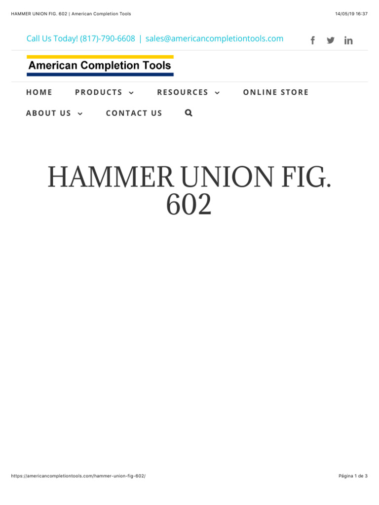 Hammer Union Fig. 602 Specifications | PDF | Metalworking ...