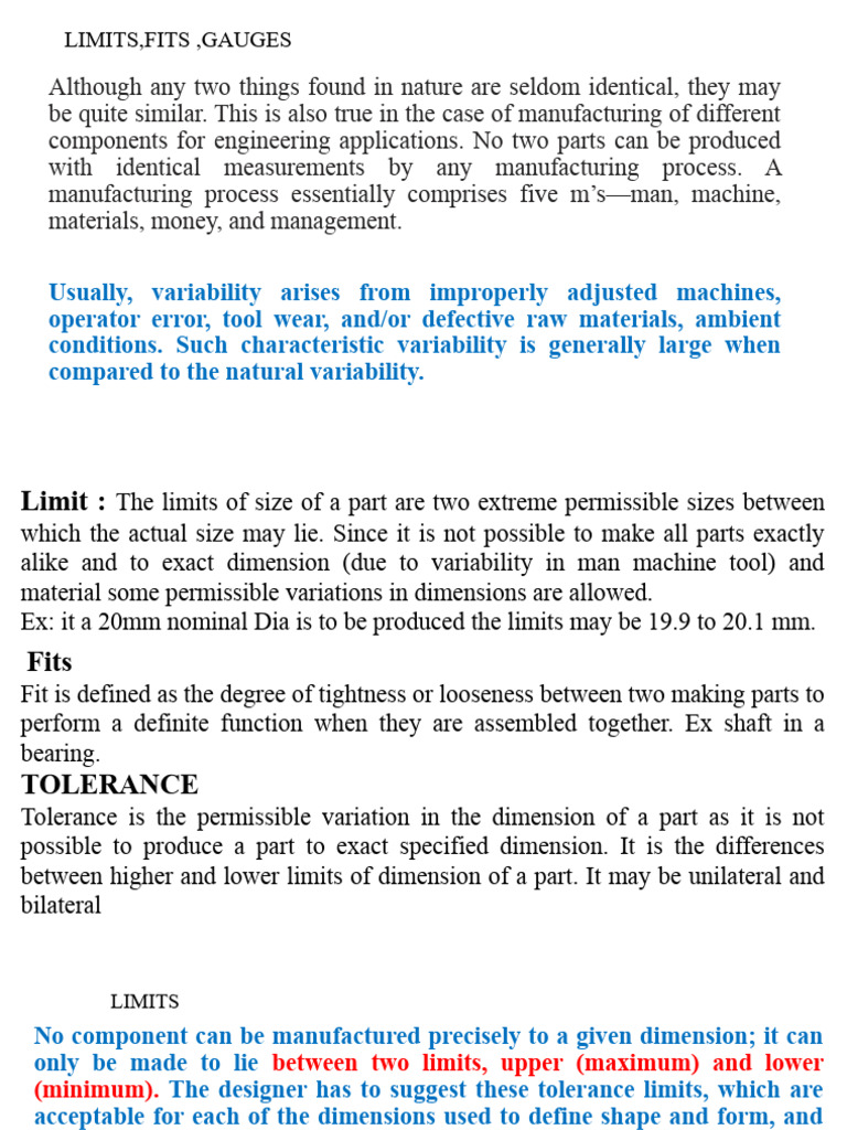 Limits Fits and Gauges | PDF | Engineering Tolerance | Secondary Sector Of The Economy