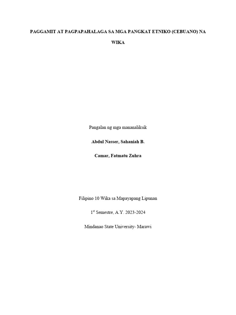 Fil 101 Research Hania | PDF