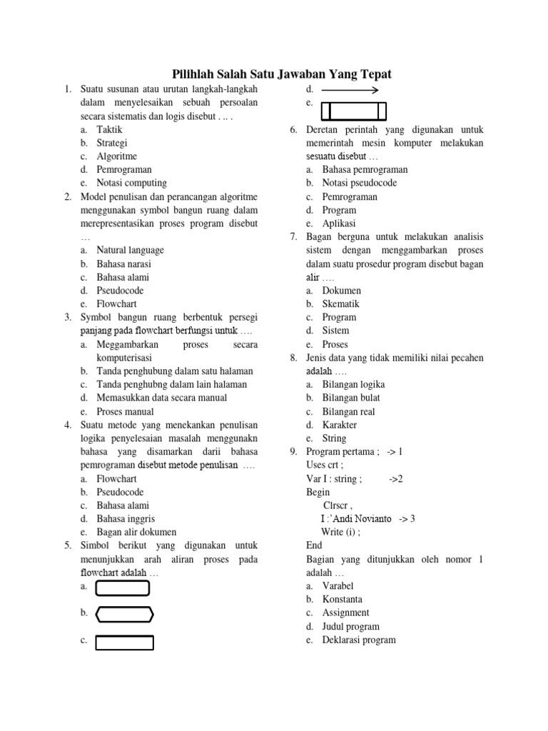 Soal Latihan Pemrograman Dasar | PDF
