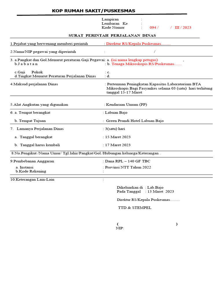 Format SPPD Puskesmas | PDF