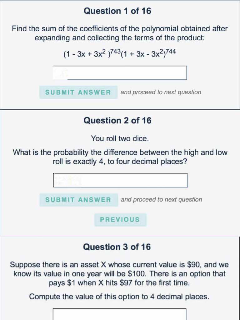 DRW Questions 2 | PDF | Probability | Arithmetic