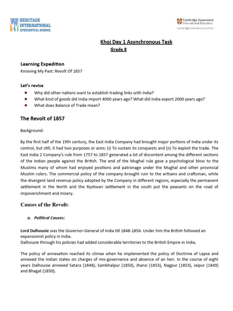 Khoj Day1 - Asynchronous Task | PDF | Indian Rebellion Of 1857 | British Raj