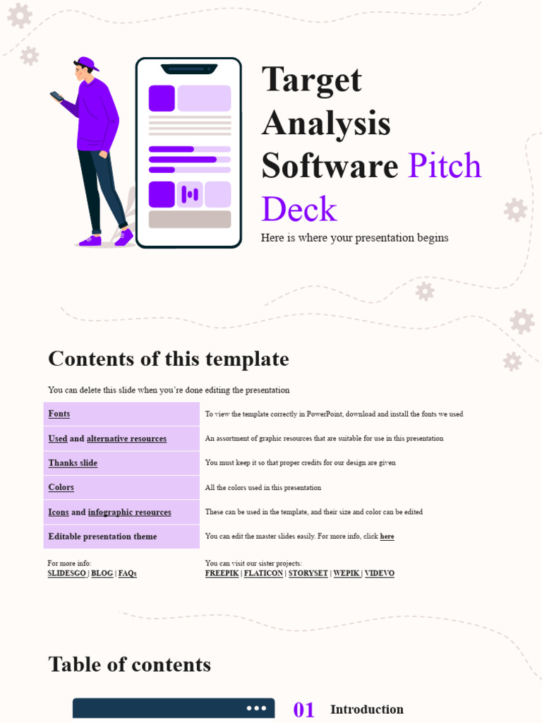 Target Analysis Software Pitch Deck by Slidesgo | PDF | Icon (Computing) | Market (Economics)