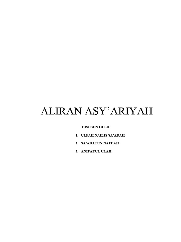 Aliran Asy'ariyah | PDF | Ilmu Sosial | Agama & Spiritualitas