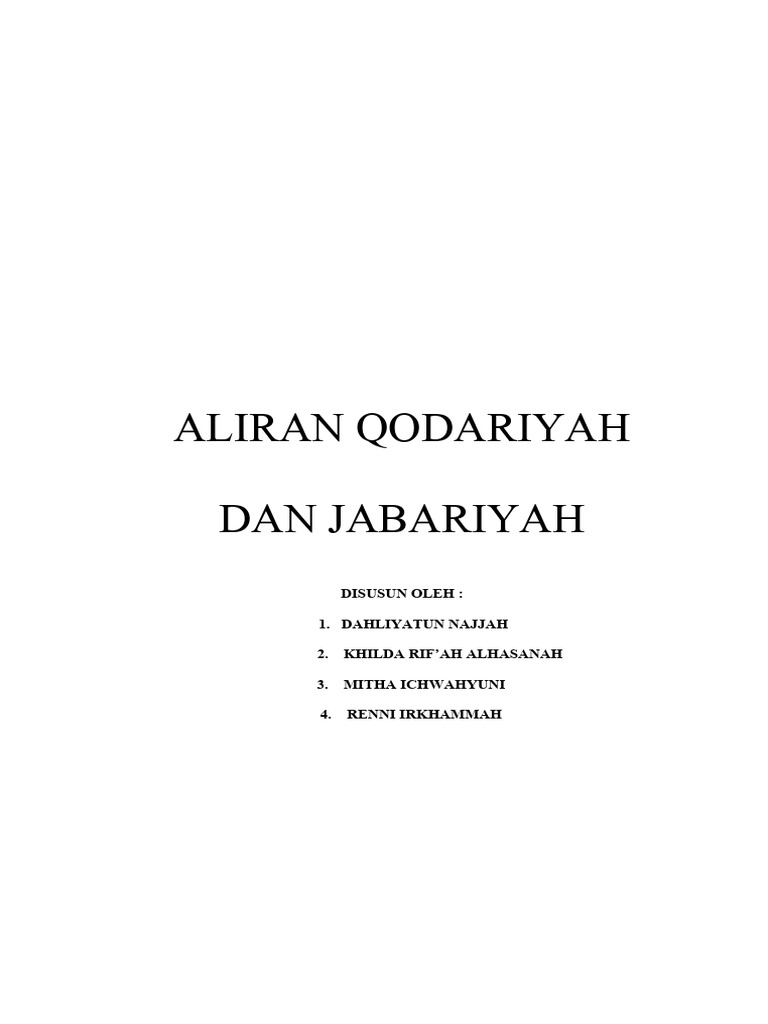 Aliran Qadariyah Dan Jabariyah | PDF | Agama & Spiritualitas