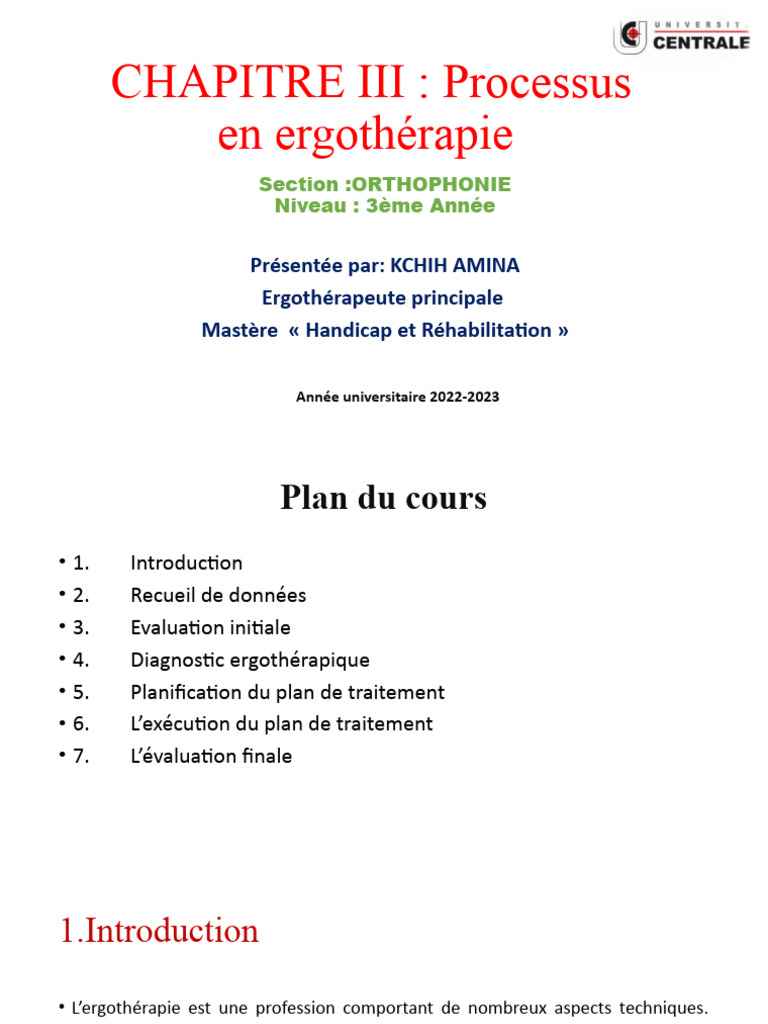Chapitre 3 _ Processus en Ergothérapie | PDF | Professionnel de la ...