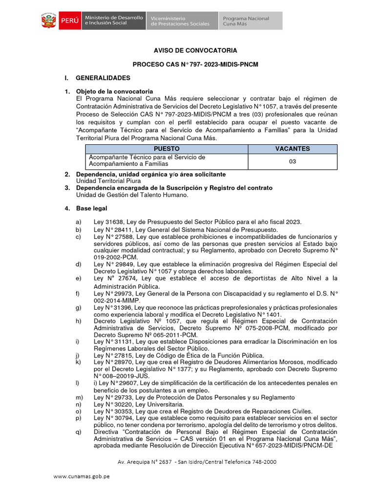 Proceso Cas #797 - 2023-Midis-Pncm | PDF | Educación más alta ...