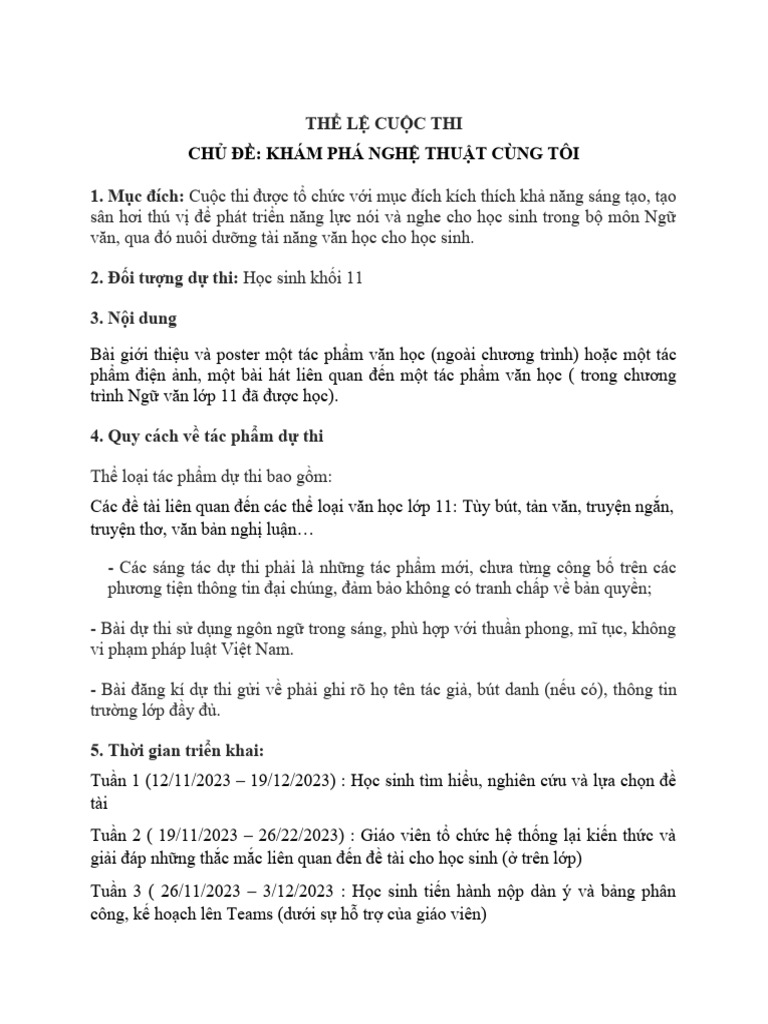 THỂ LỆ CUỘC THI-CK-CoChi | PDF