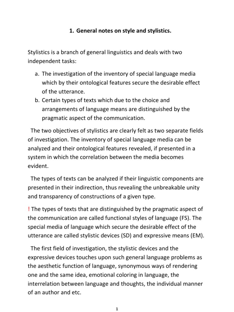 STYLISTICS | PDF | Linguistics | Word