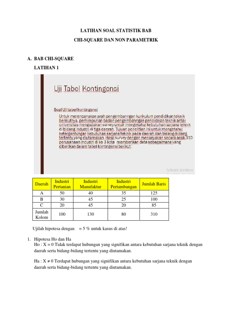 Latihan Statistik: Uji Chi-Square dan Non-Parametrik | PDF | Metode ...