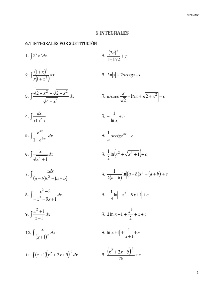 GUIA MAT 101 2023 Integrales | PDF