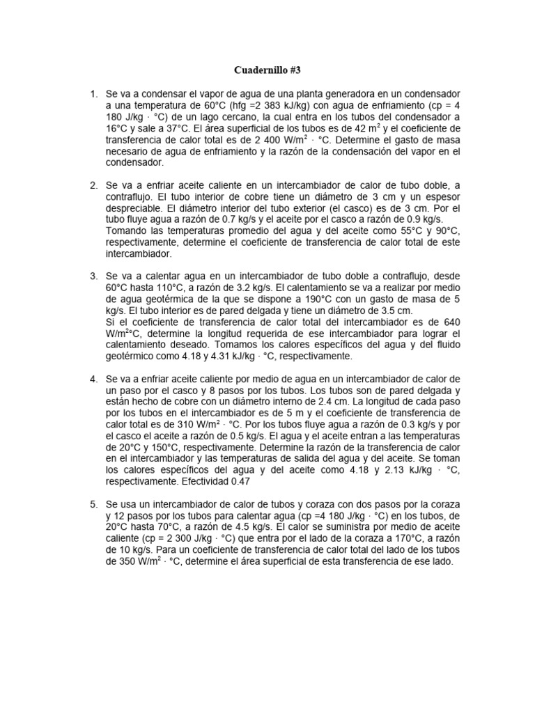 Cuadernillo 3 | PDF | Intercambiador de calor | Calor