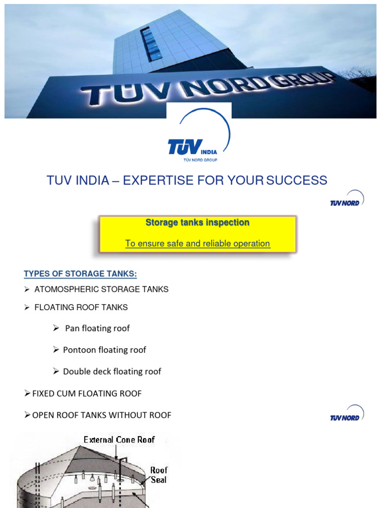 TUV India STORAGE TANK Inspection | PDF | Corrosion | Leak