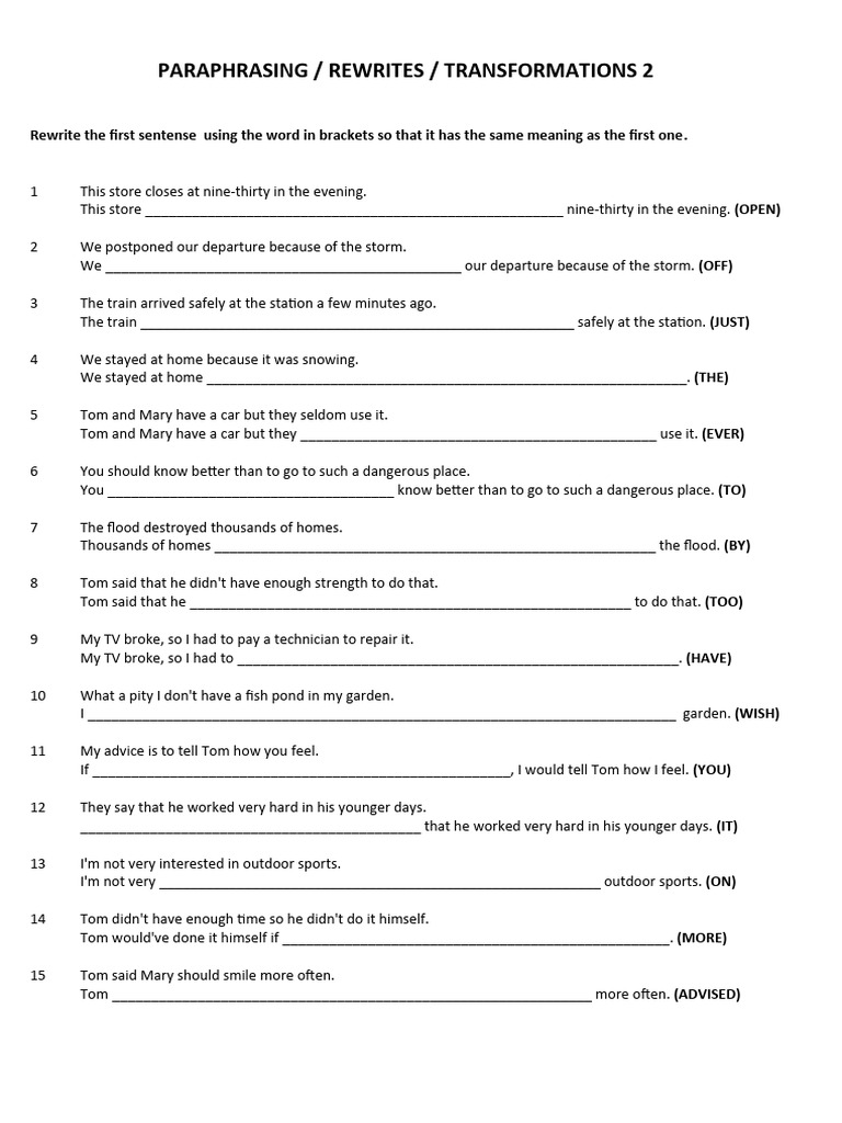 Paraphrasing Exercises and Solutions | PDF | Natural Disasters ...