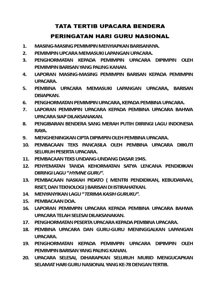 Tata Tertib Upacara Hari Guru | PDF | Perjalanan